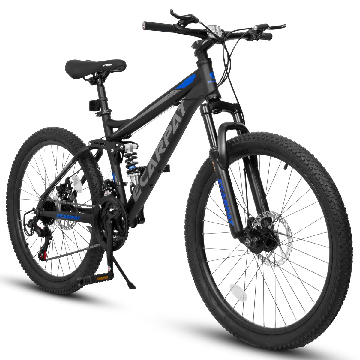Ecarpat Dual Full Suspension Mountain Bike – 21 Speed Disc Brakes, 24 ...