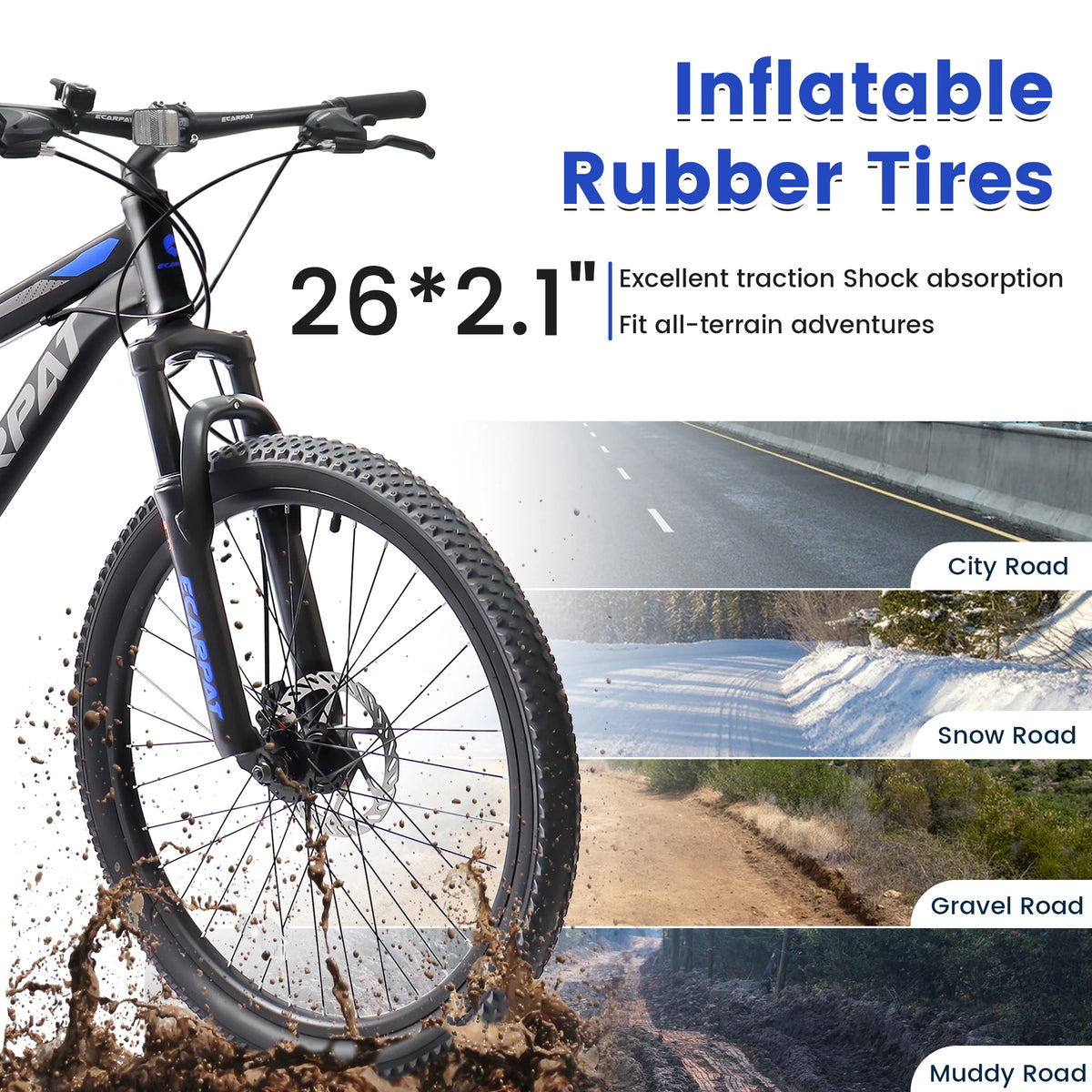 Ecarpat Dual Full Suspension Mountain Bike – 21 Speed Disc Brakes, 24 ...